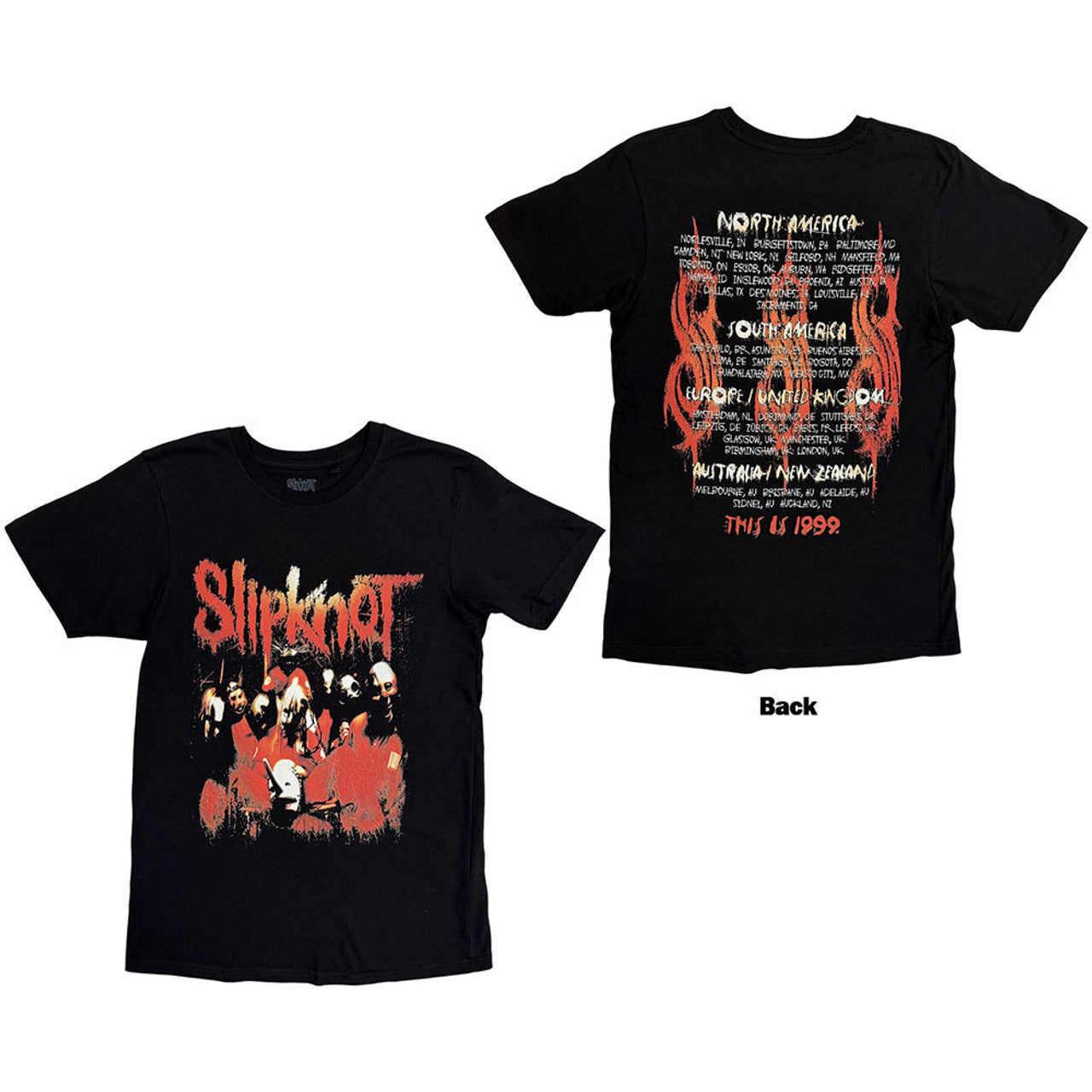 Slipknot Unisex T-Shirt: North American Tour '99 (Black) (Back Print ...